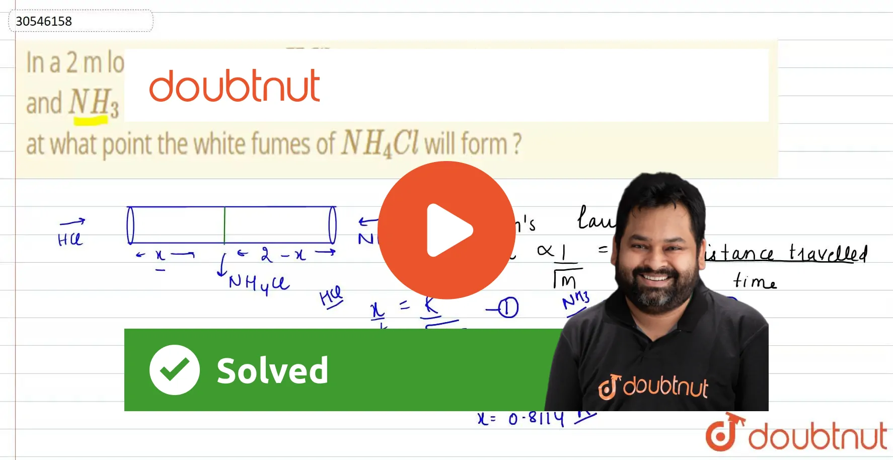 In a 2 m long narrow tube, HCl is allowed to diffuse in the tube from