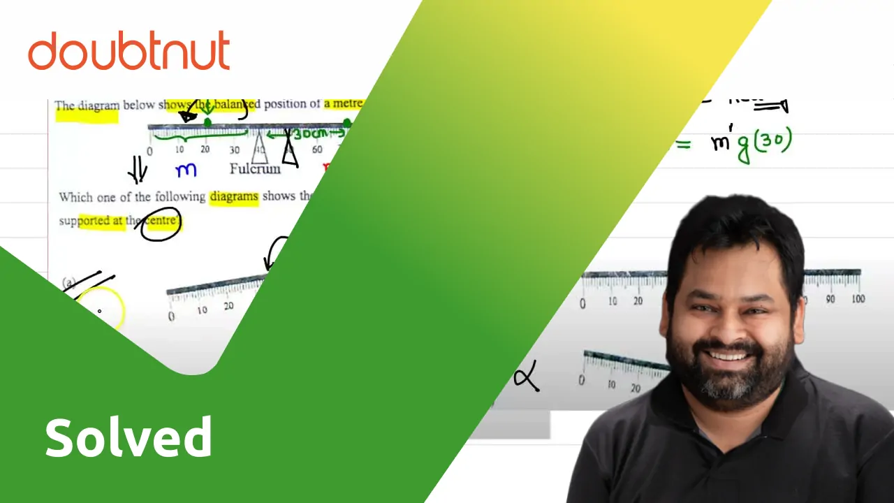 The diagram below shows the balanced position of a meter scale