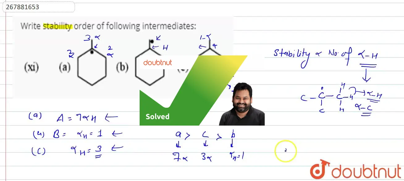 Write stability order of following intermediates: