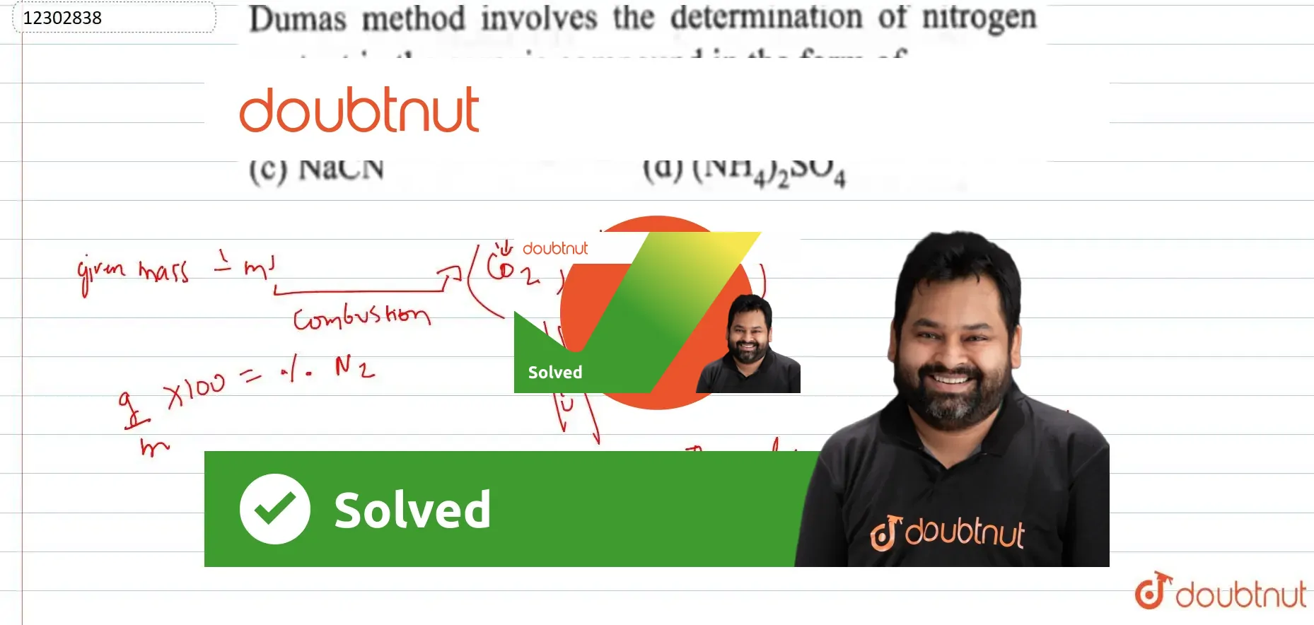 Dumas method involves the determination of nitrogen content in the org