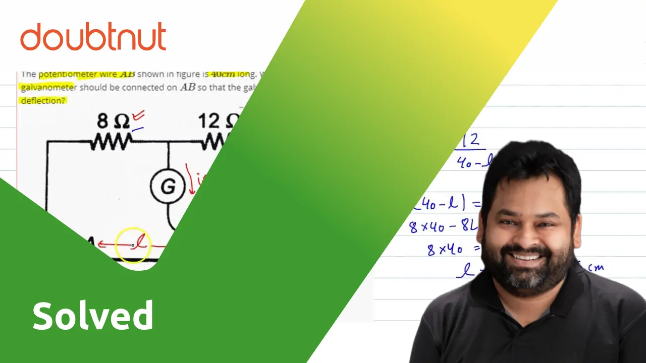 The potentiometer wire AB shown in figure is 40 cm long. Where the fre