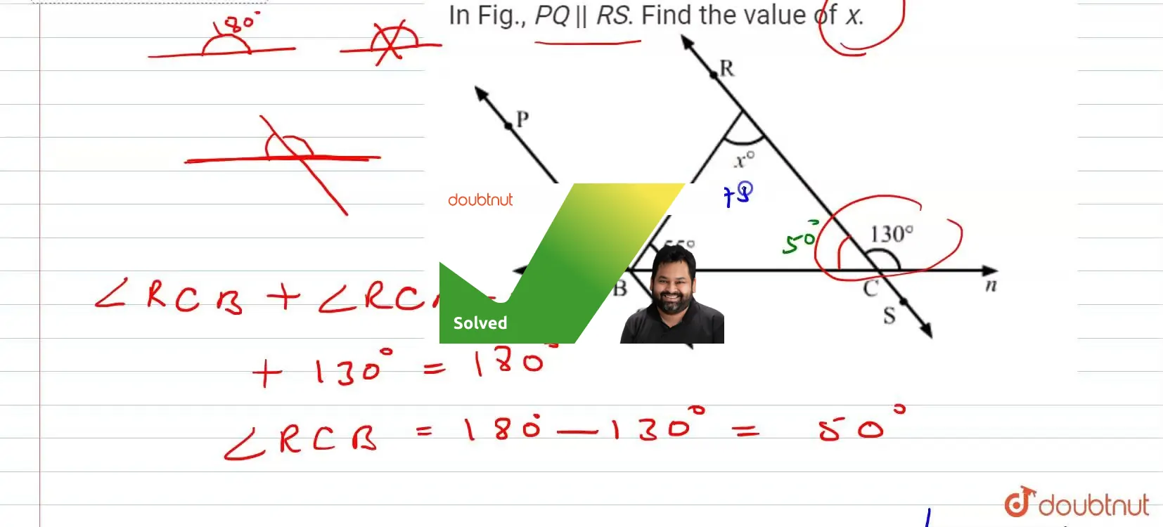 In Fig.83, P Q R Sdot Find the value of xdot