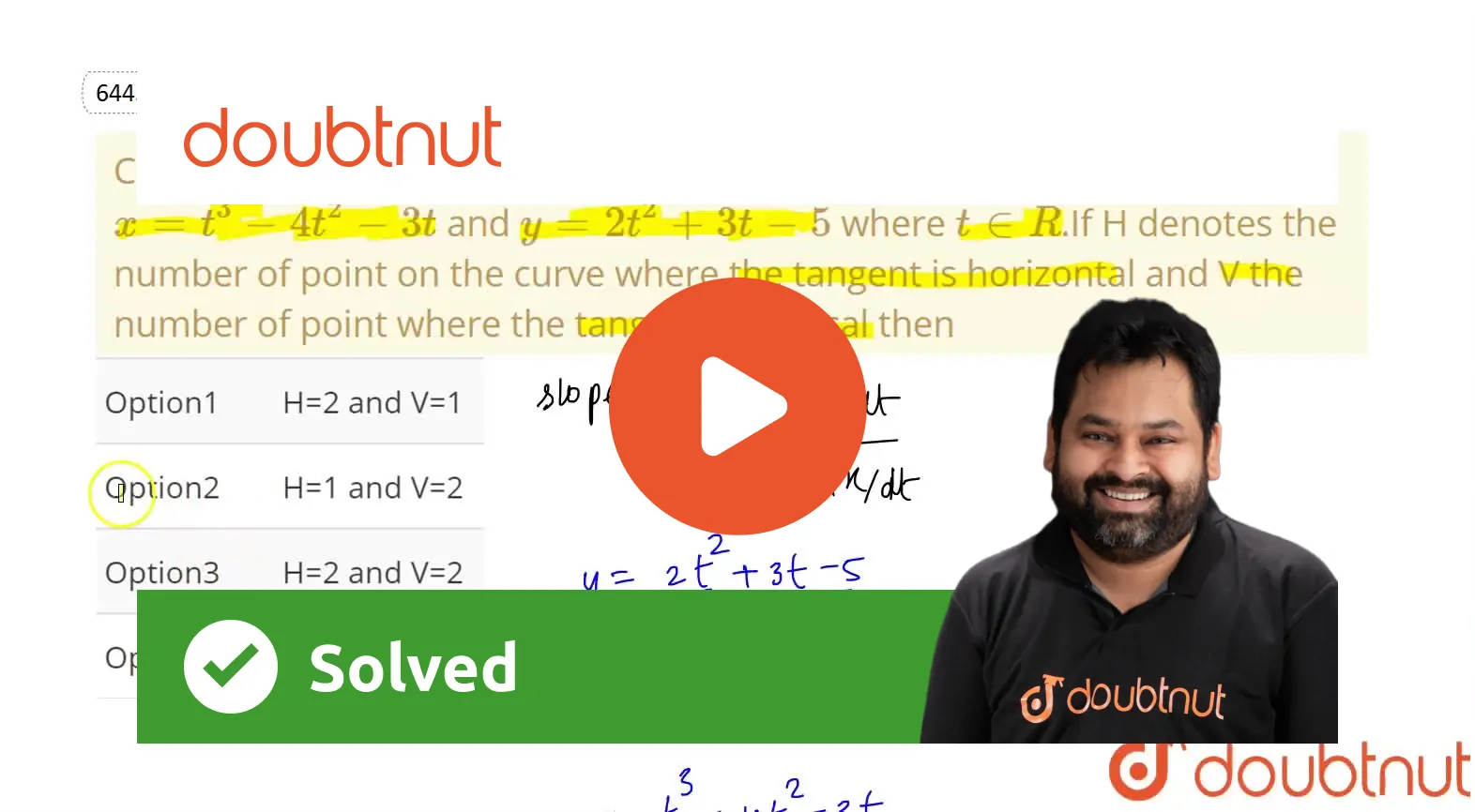 Consider the curve represented parametrically by the equation x = t^3-