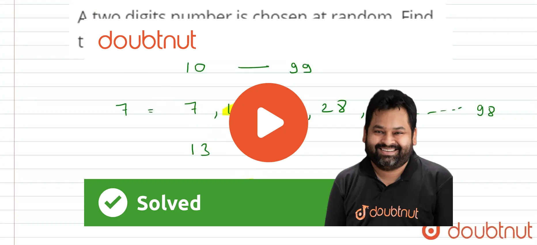 A two digits number is chosen at random. Find the probability that it