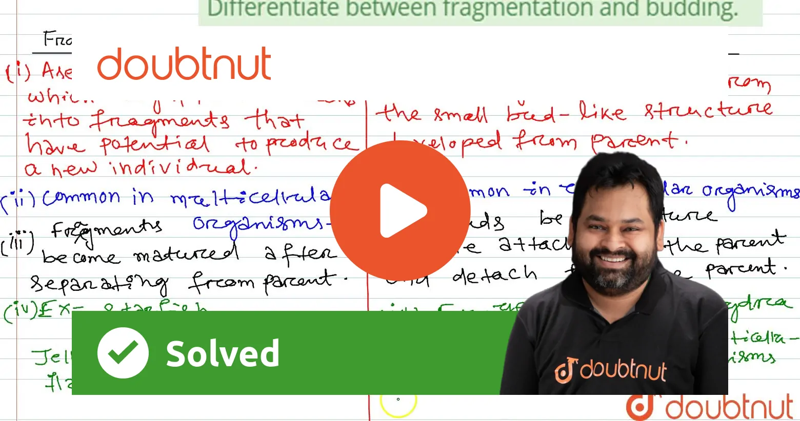 [Odia Solution] Differentiate between fragmentation and budding.