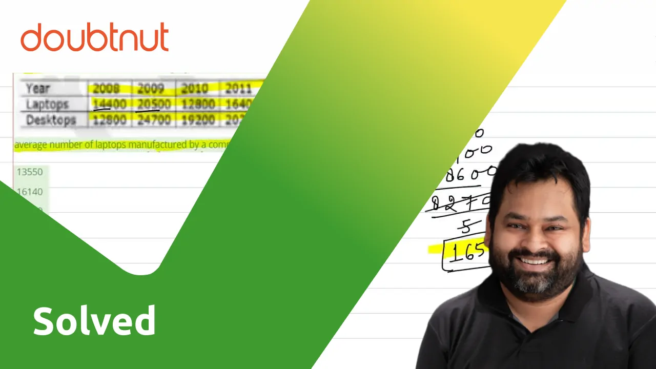 The Table shows the Number of Laptops and Desktops manufactured by a c