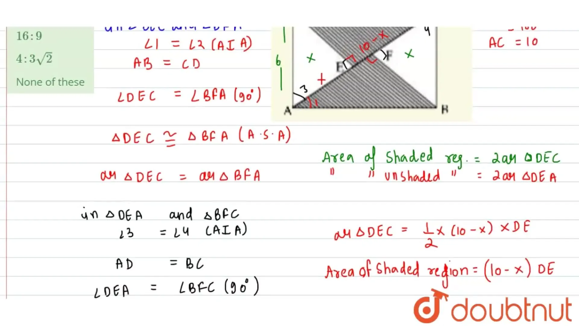 ABCD is a rectangle of dimensions 6cmxx8cm. DE and BF are the perpendi