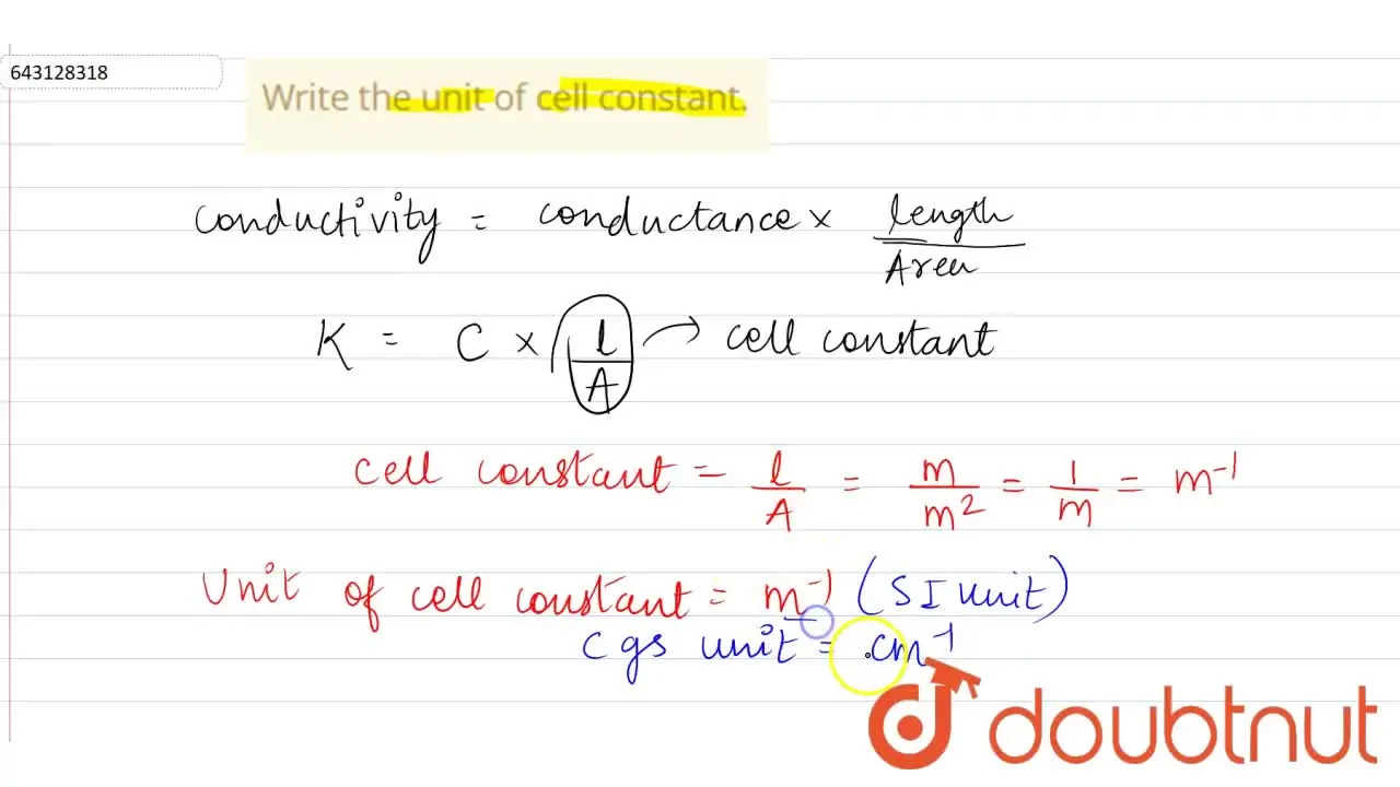 [Odia] Write the unit of cell constant.