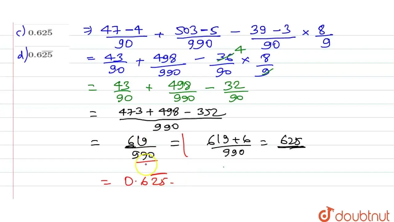 The value of 0.4 bar7 + 0.5 bar 03- 0.3 bar 9xx0. bar 8 is :- 0.4 ba