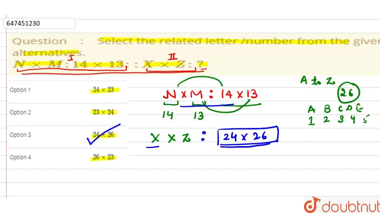 Select the related letter /number from the given alternatives. N xx
