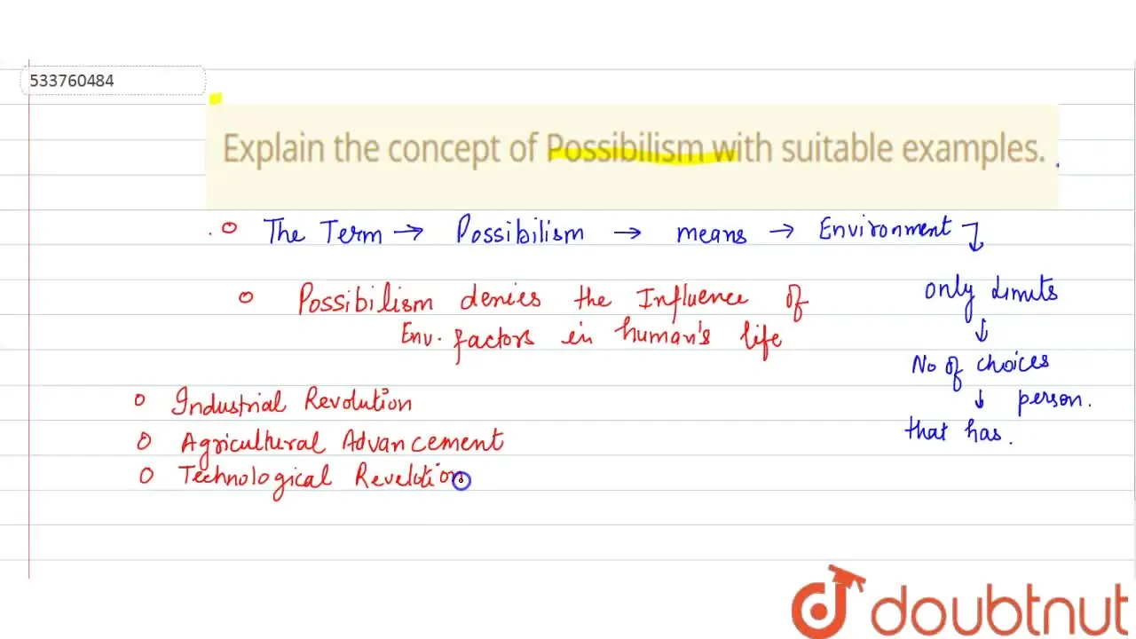 Explain the concept of Possibilism with suitable examples.