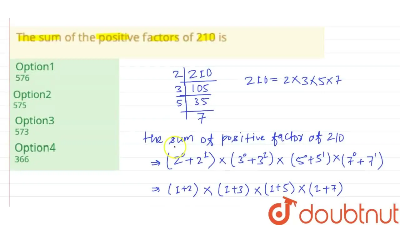 The sum of the positive factors of 210 is