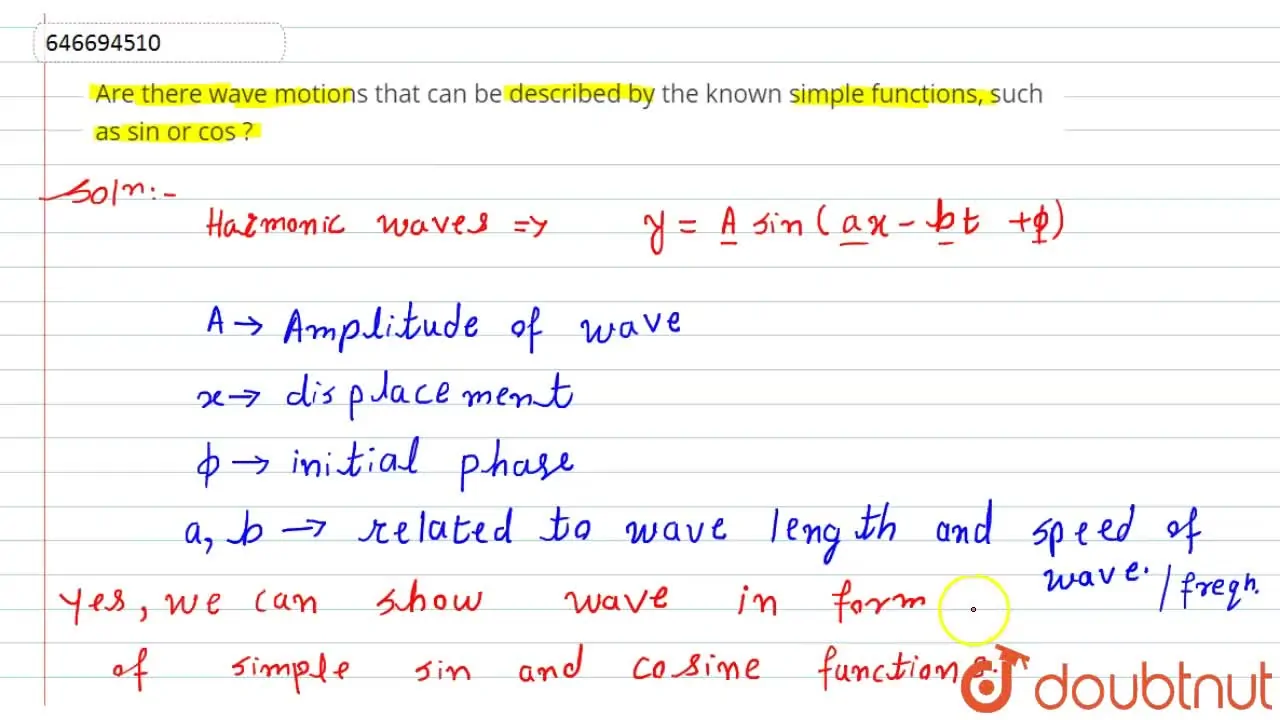 Are there wave motions that can be described by the known simple funct