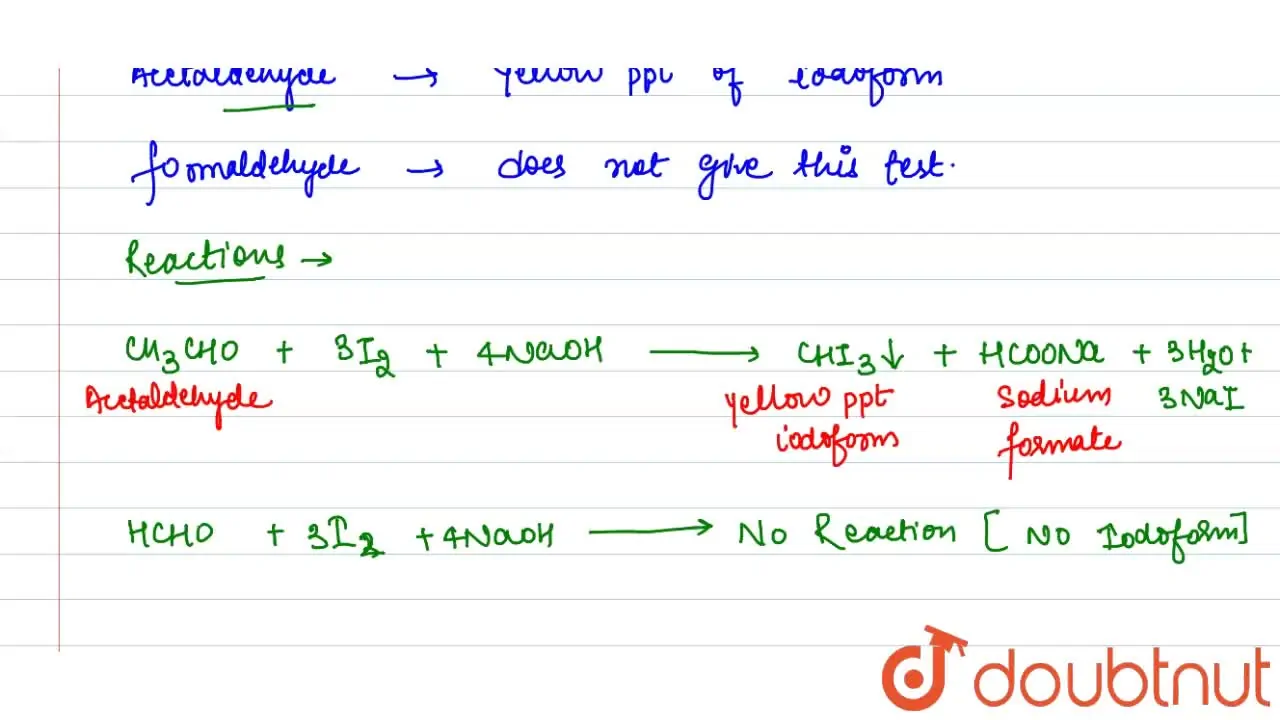 Give one test to distinguish between acetaldehyde and formaldehyde.
