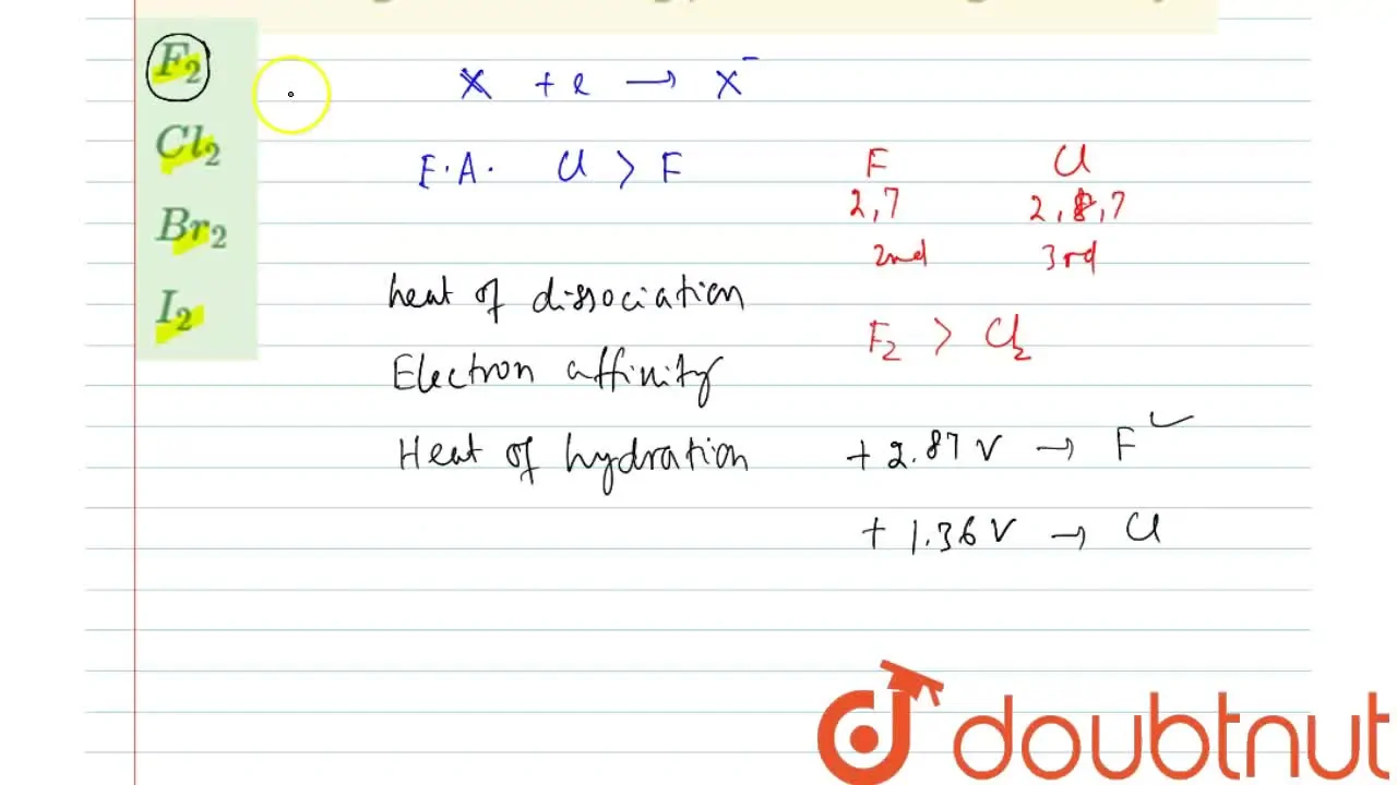 [Odia] has highest oxidising power in halogen family.