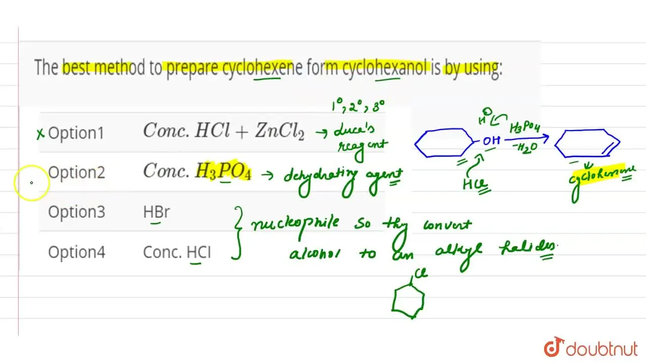 The best method to prepare cyclohexene form cyclohexanol is by using: