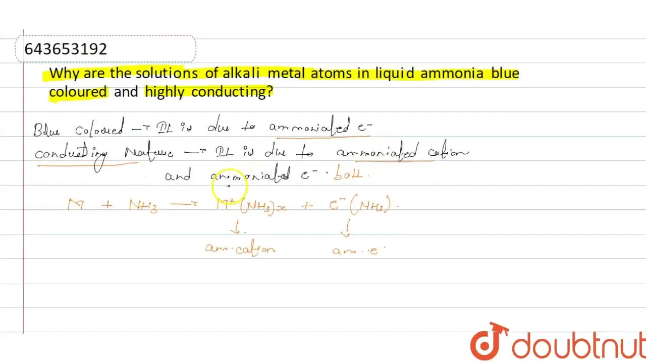 Why are the solutions of alkali metal atoms in liquid ammonia blue col