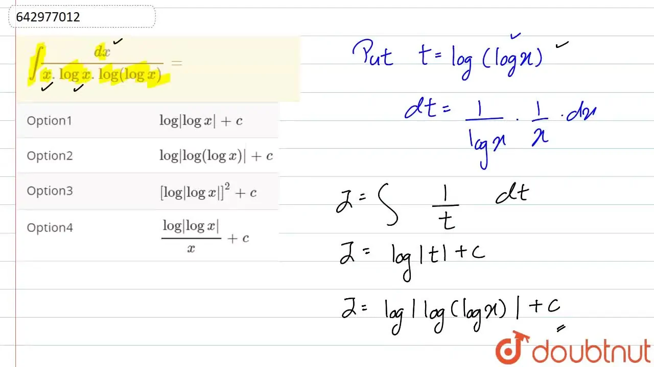 [Marathi] int(dx)/(x.logx.log(logx))=