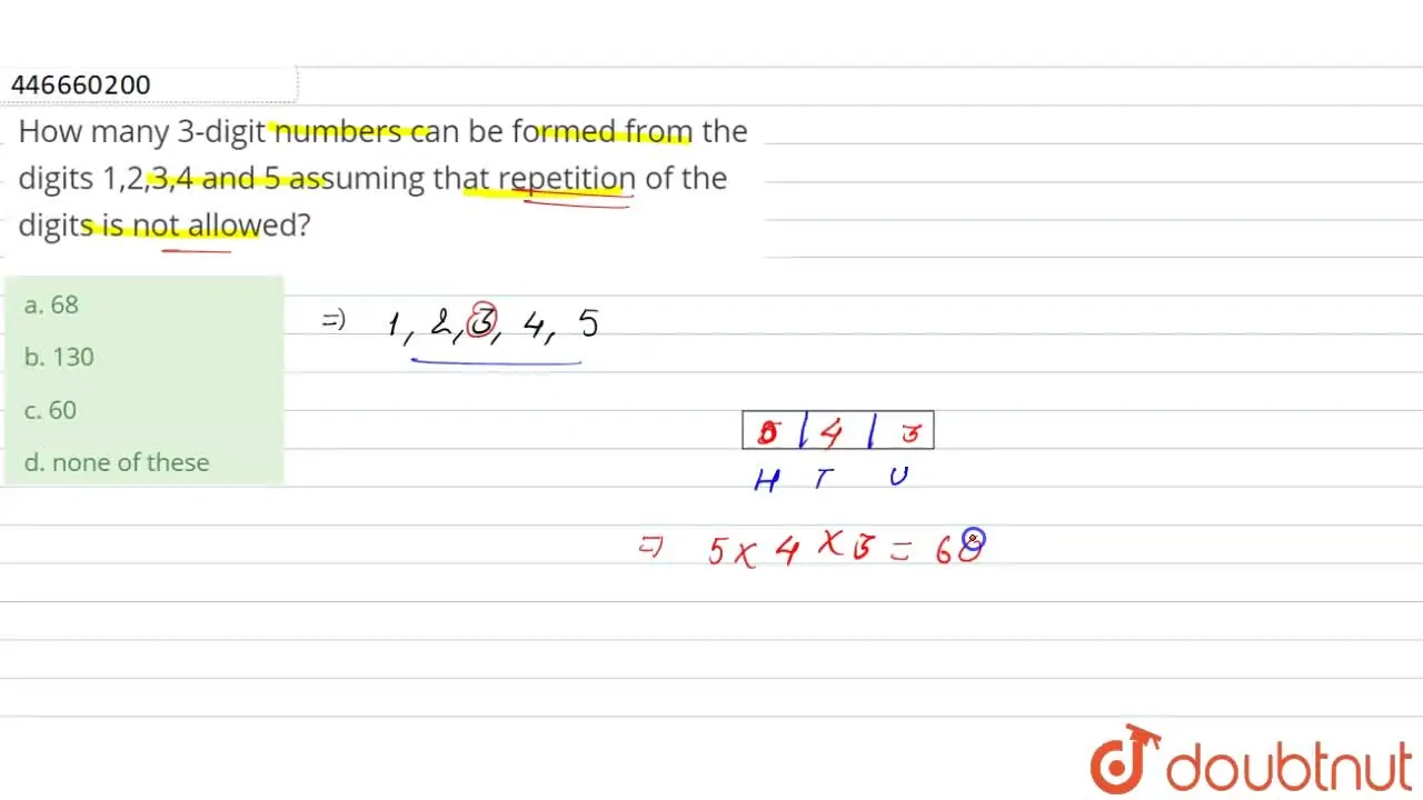 How many 3-digit numbers can be formed from the digits 1,2,3,4 and 5 a