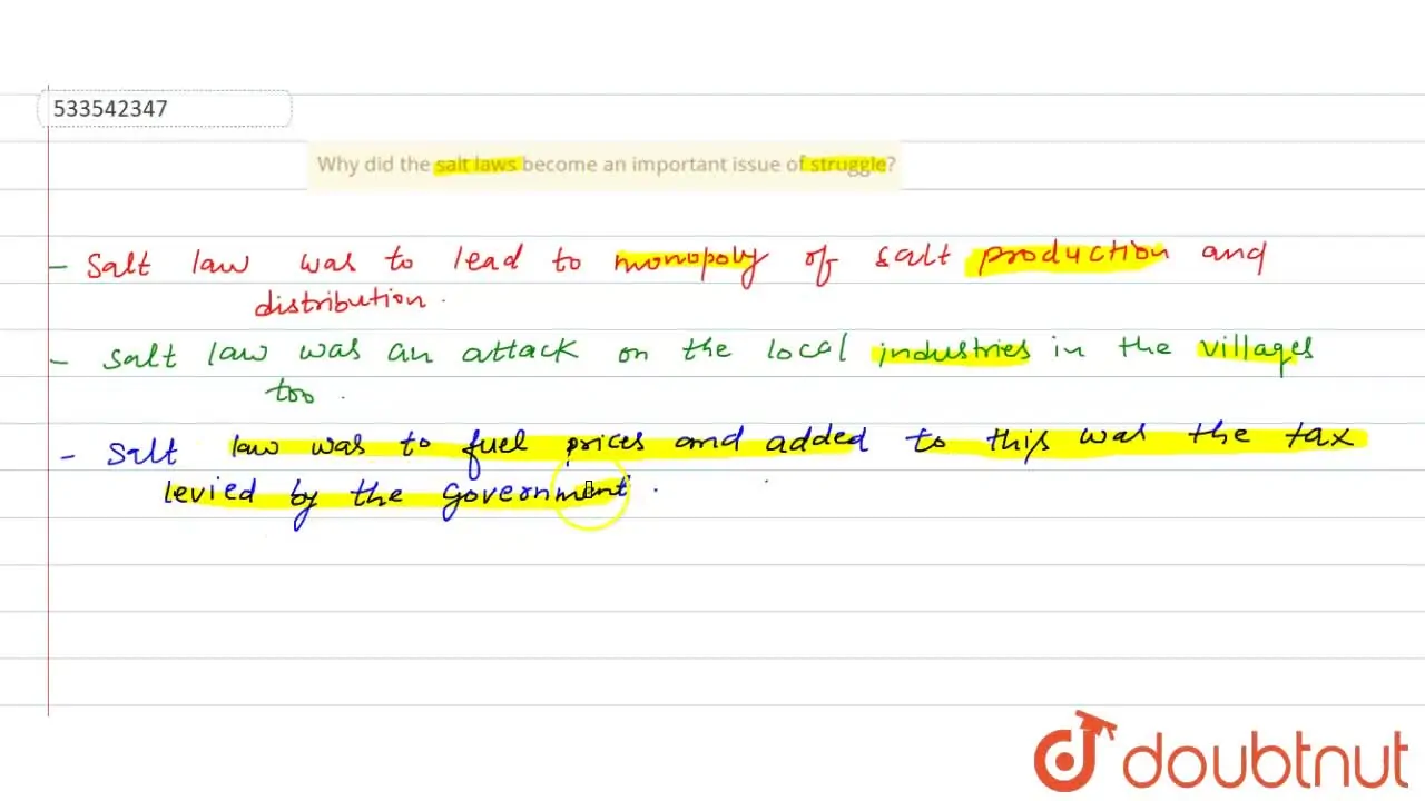 Why did the salt laws become an important issue of struggle?