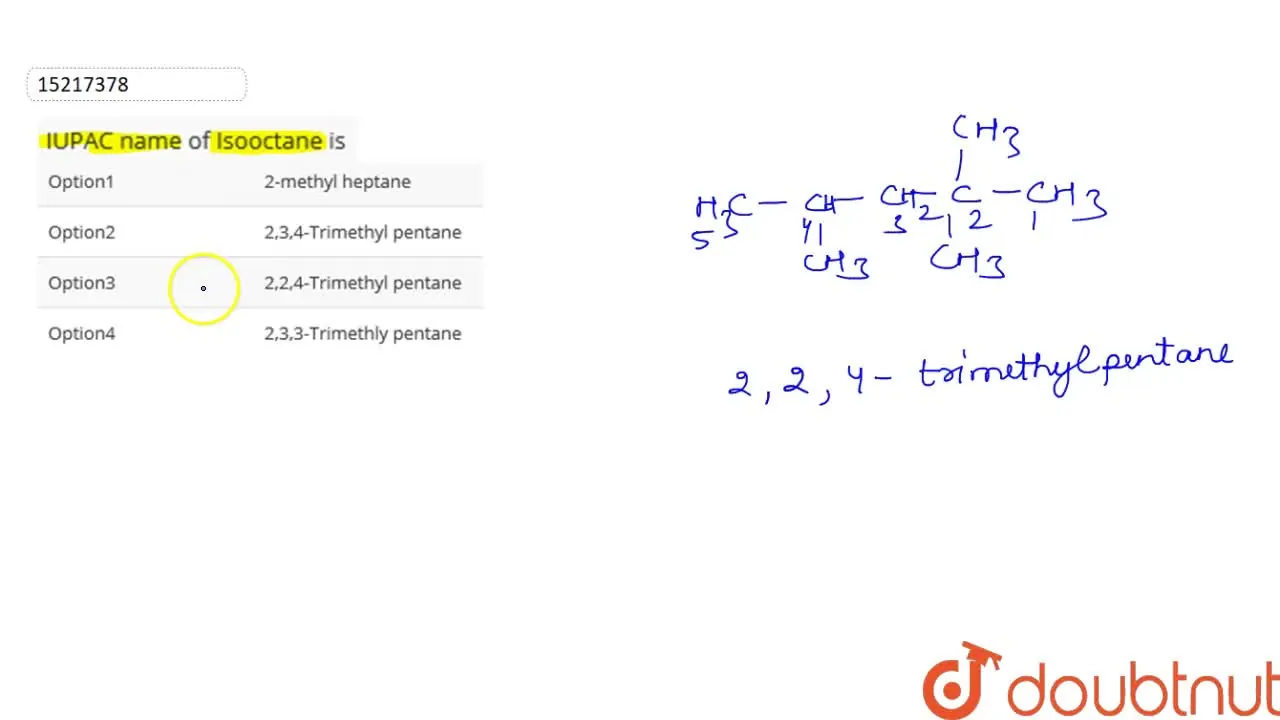 IUPAC name of Isooctane is