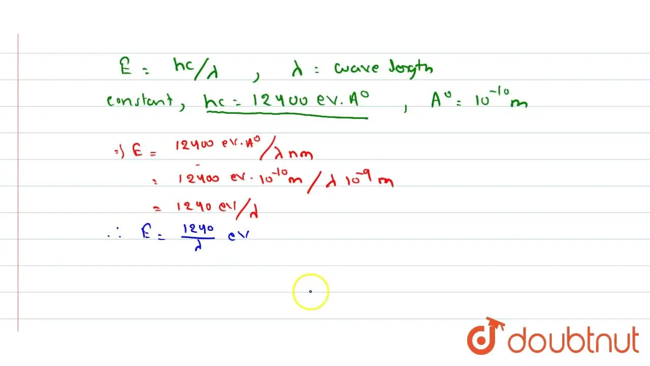 [Odia] Show that the energy E(in eV) of photon of wavelength lambda (i