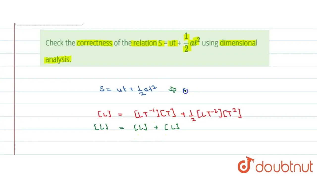 [Punjabi] Check the correctness of the relation S = ut + 1/2at^2 using