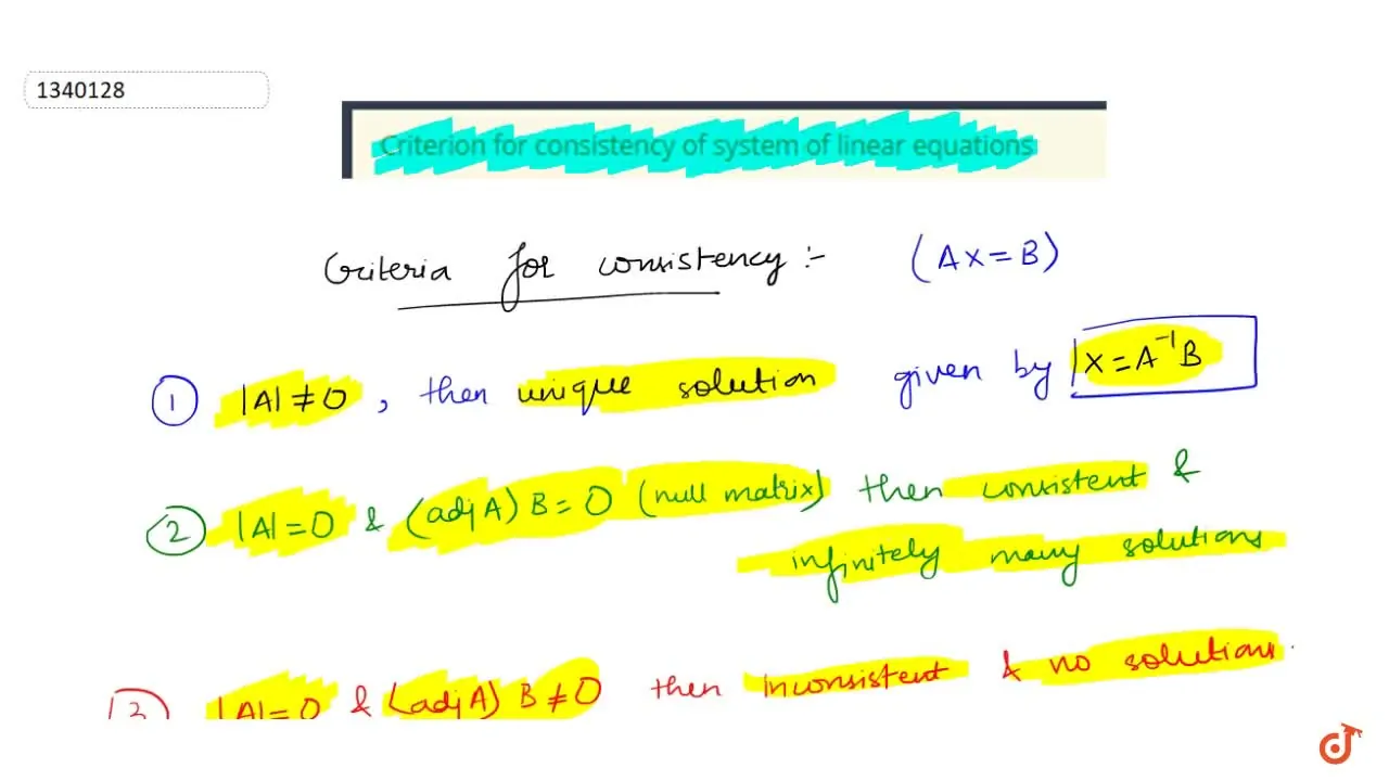 Criterion for consistency of system of linear equations