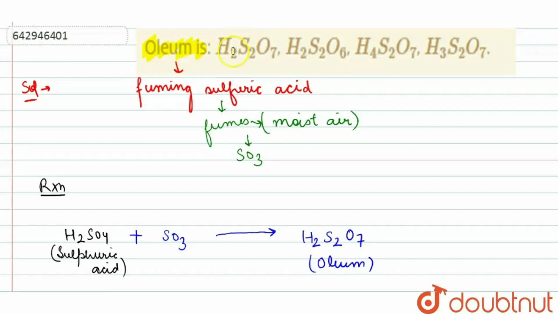 [Punjabi] Oleum is: H2S2O7, H2S2O6, H4S2O7, H3S2O7.