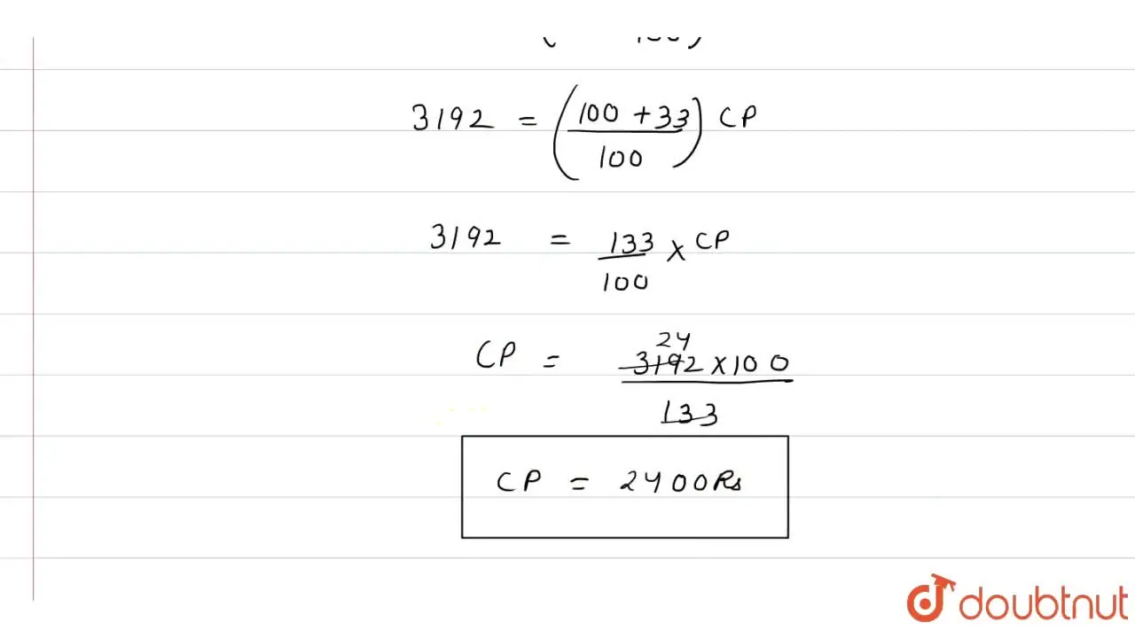 If a person sells a pen drive for ₹3192, making a profit of 33%, then