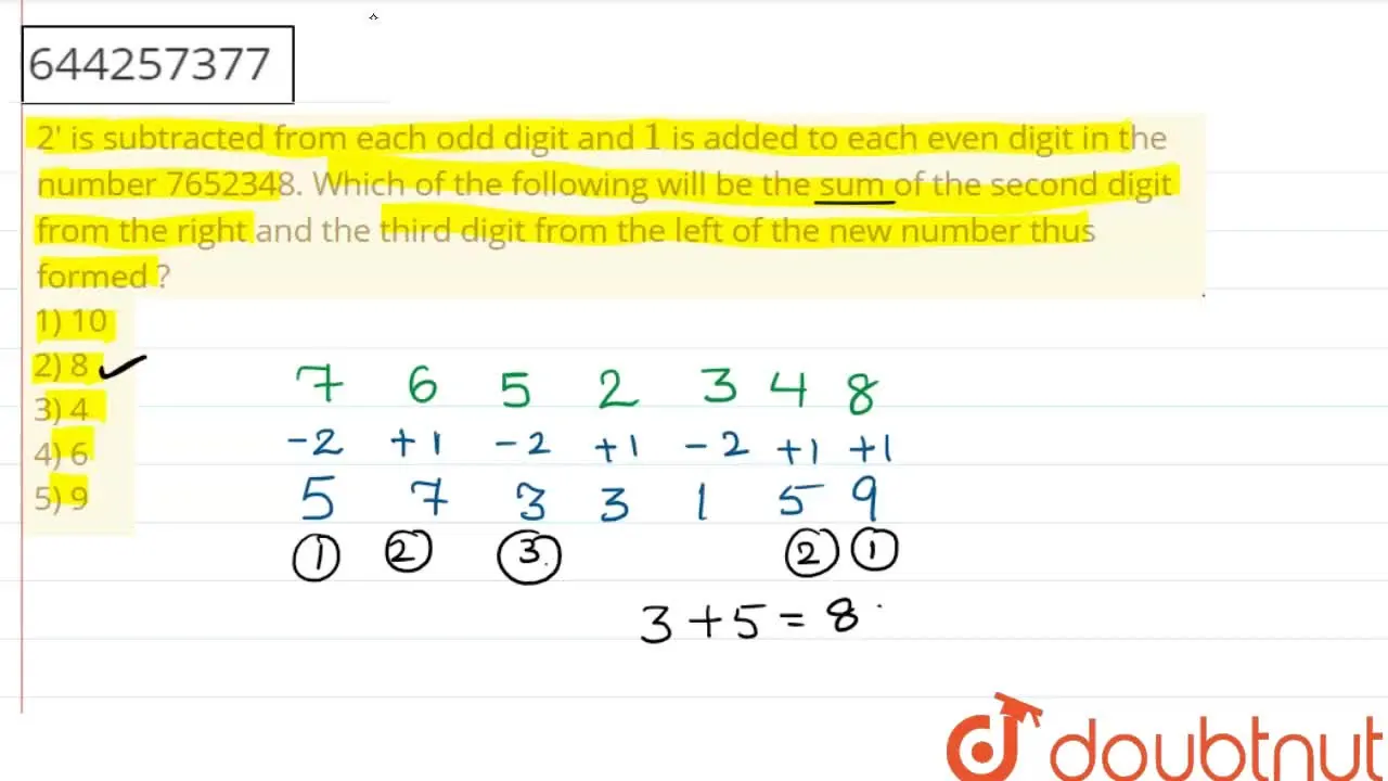 2' is subtracted from each odd digit and 1 is added to each even digit