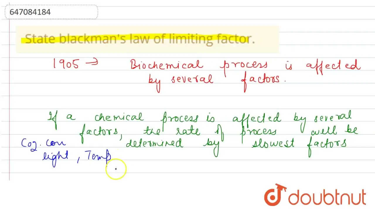 [Punjabi Solution] State blackman's law of limiting factor.