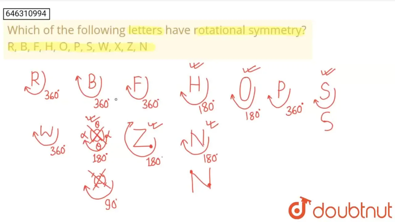 Which of the following letters have rotational symmetry? R, B, F, H,