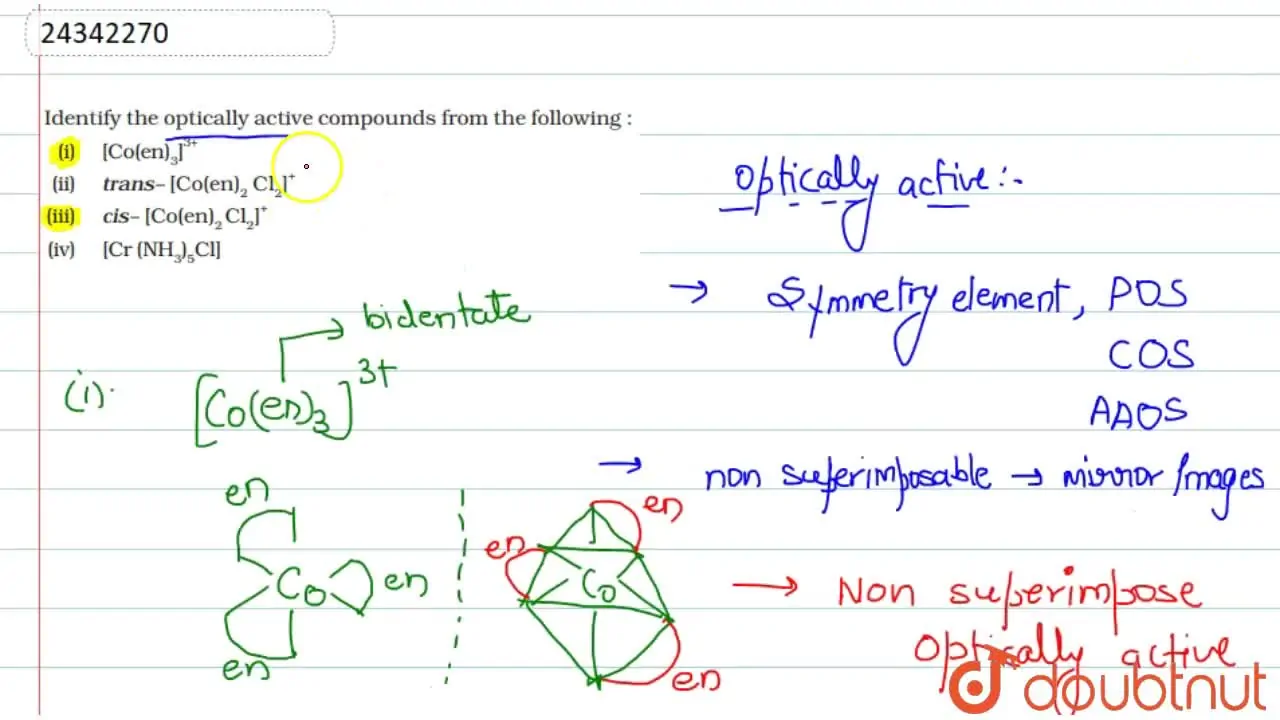 Identify the optically active compounds from the following