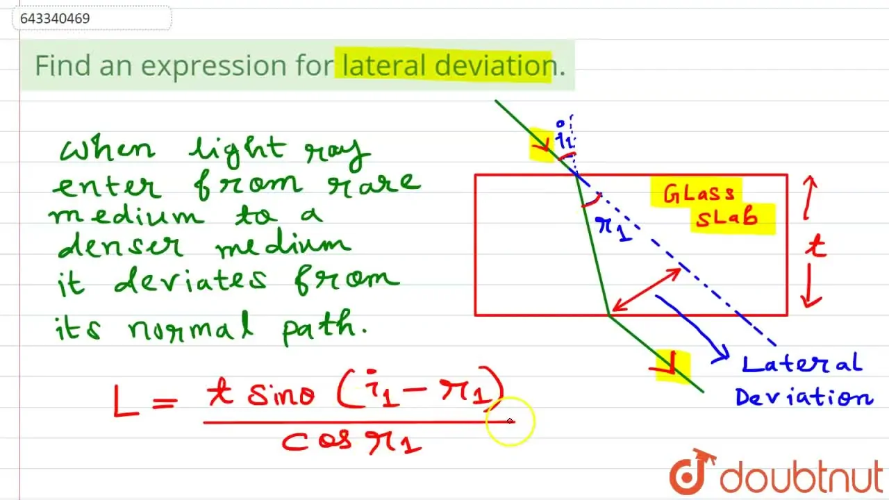 [Assamese] Find an expression for lateral deviation.