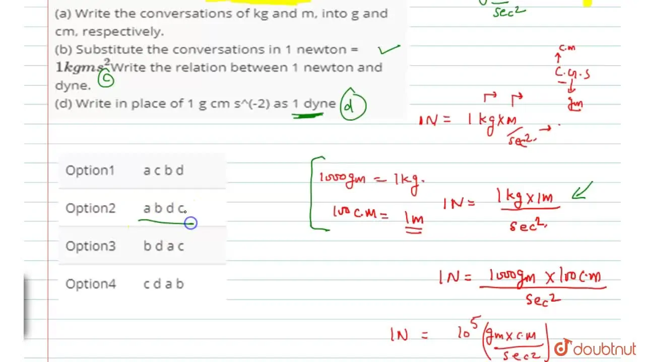 The unit of force in SI system is newton and it is given as 1 newton