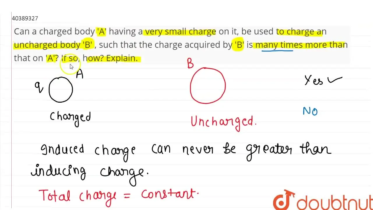 Can a charged body 'A' having a very small charge on it, be used to ch
