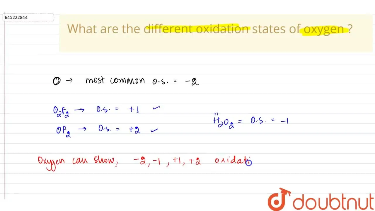 [Odia] What are the different oxidation states of oxygen