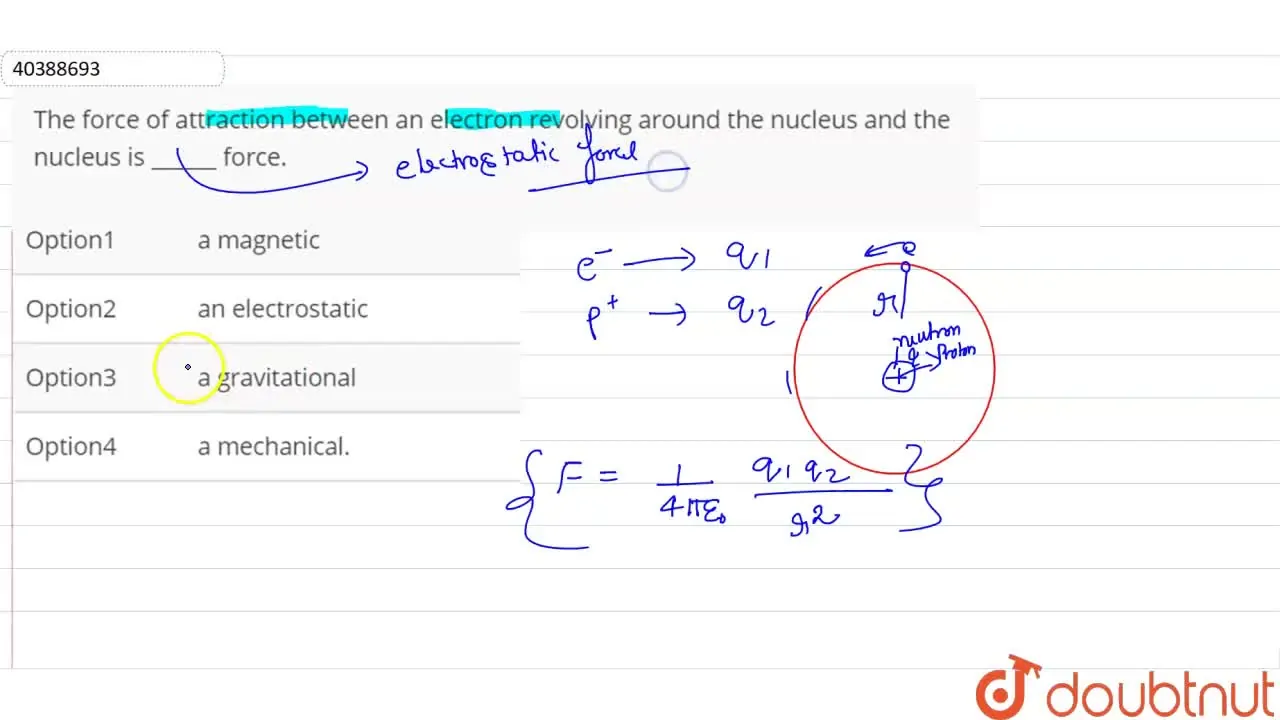 The force of attraction between an electron revolving around the nucle