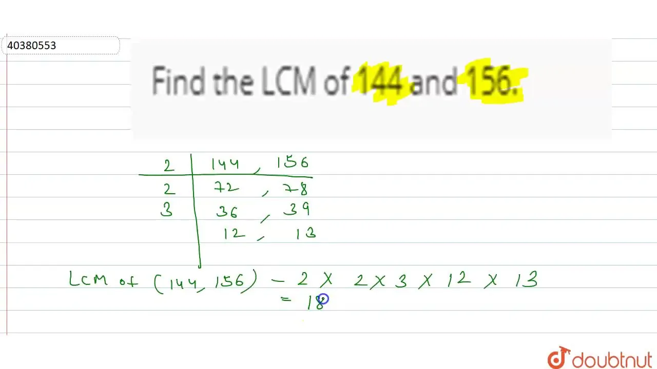 Find the LCM of 144 and 156.