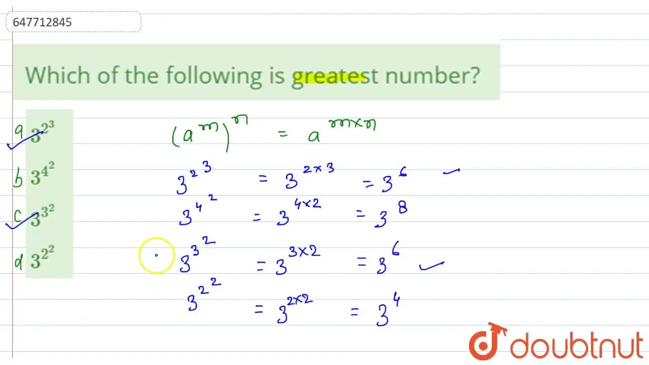 Which of the following is greatest number?