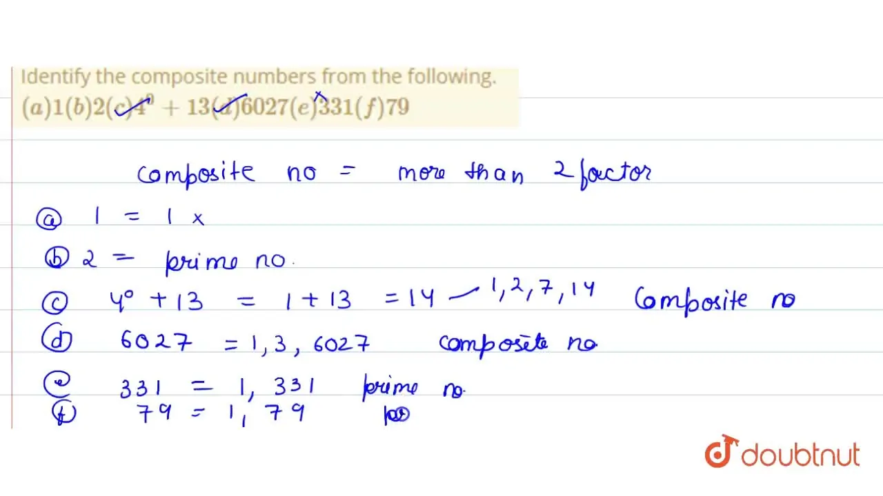 Identify the composite numbers from the following. (a) 1 (b) 2 (c) 4^0