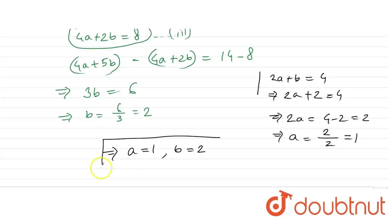 Find the values of a and b if lim(xto2)f(x) and lim(xto4)f(x) exists w