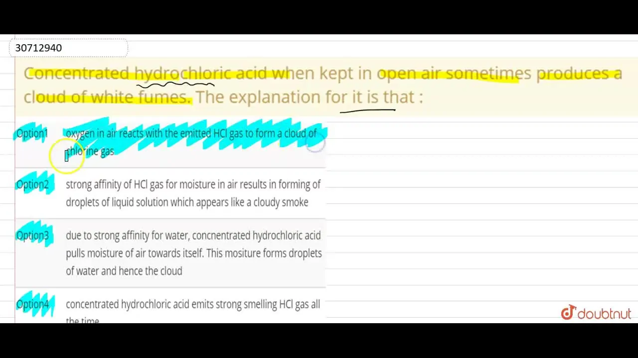 conc. HCl emits strongly smelling HCl gas all the time