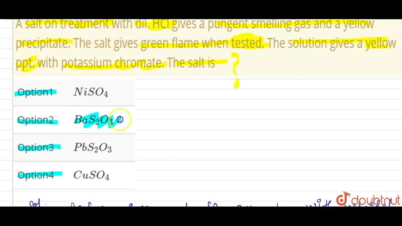 A salt on treatment with dil. HCl gives a pungent smelling gas and a y
