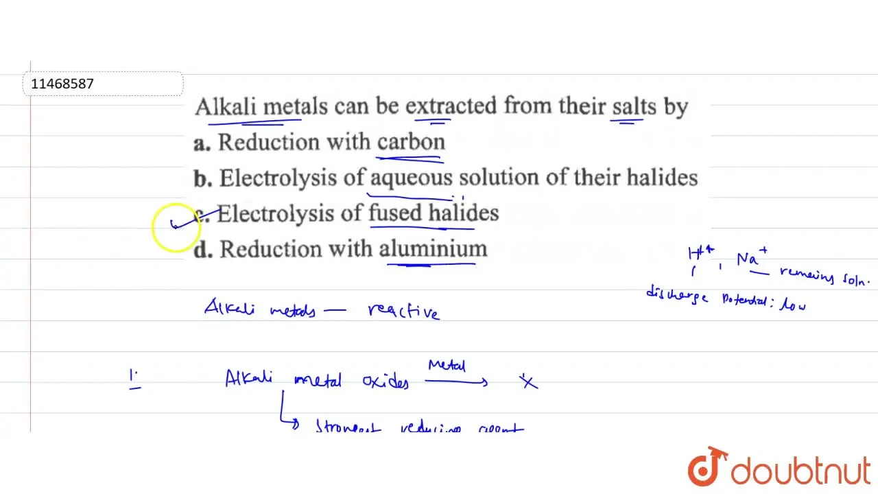 Alkali metals can be extracted form their salts by