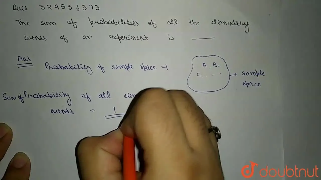 The sum of probabilities of all the elementary events of an experiment