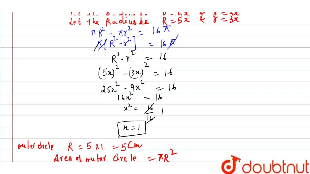 The area enclosed between the circumferences of two concentric circles