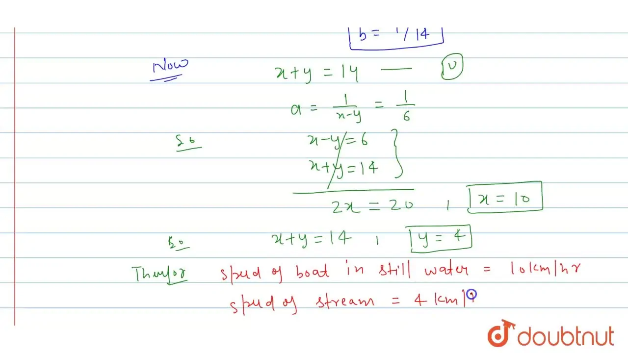 A ,motorboat can travel 30 km upstream and 28 km downstream in 7 h. It