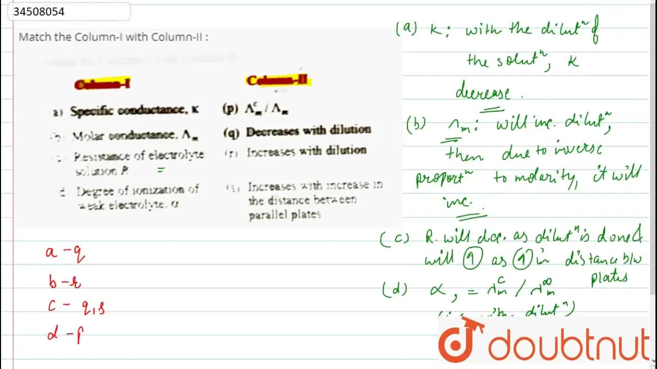 Match the Column-I with Column-II